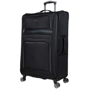 Kenneth Cole REACTION Rugged Roamer Lightweight Softside Expandable 8-Wheel Spinner Luggage, Black, 2-Piece (20” Carry-On/28” Check Size)