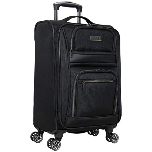 Kenneth Cole REACTION Rugged Roamer Lightweight Softside Expandable 8-Wheel Spinner Luggage, Black, 2-Piece (20” Carry-On/28” Check Size)