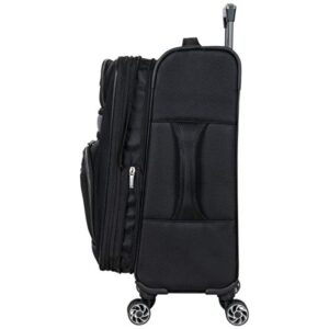 Kenneth Cole REACTION Rugged Roamer Lightweight Softside Expandable 8-Wheel Spinner Luggage, Black, 2-Piece (20” Carry-On/28” Check Size)