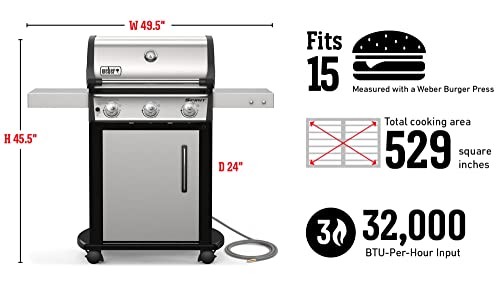 Weber Spirit S-315 NG Gas Grill, Stainless Steel