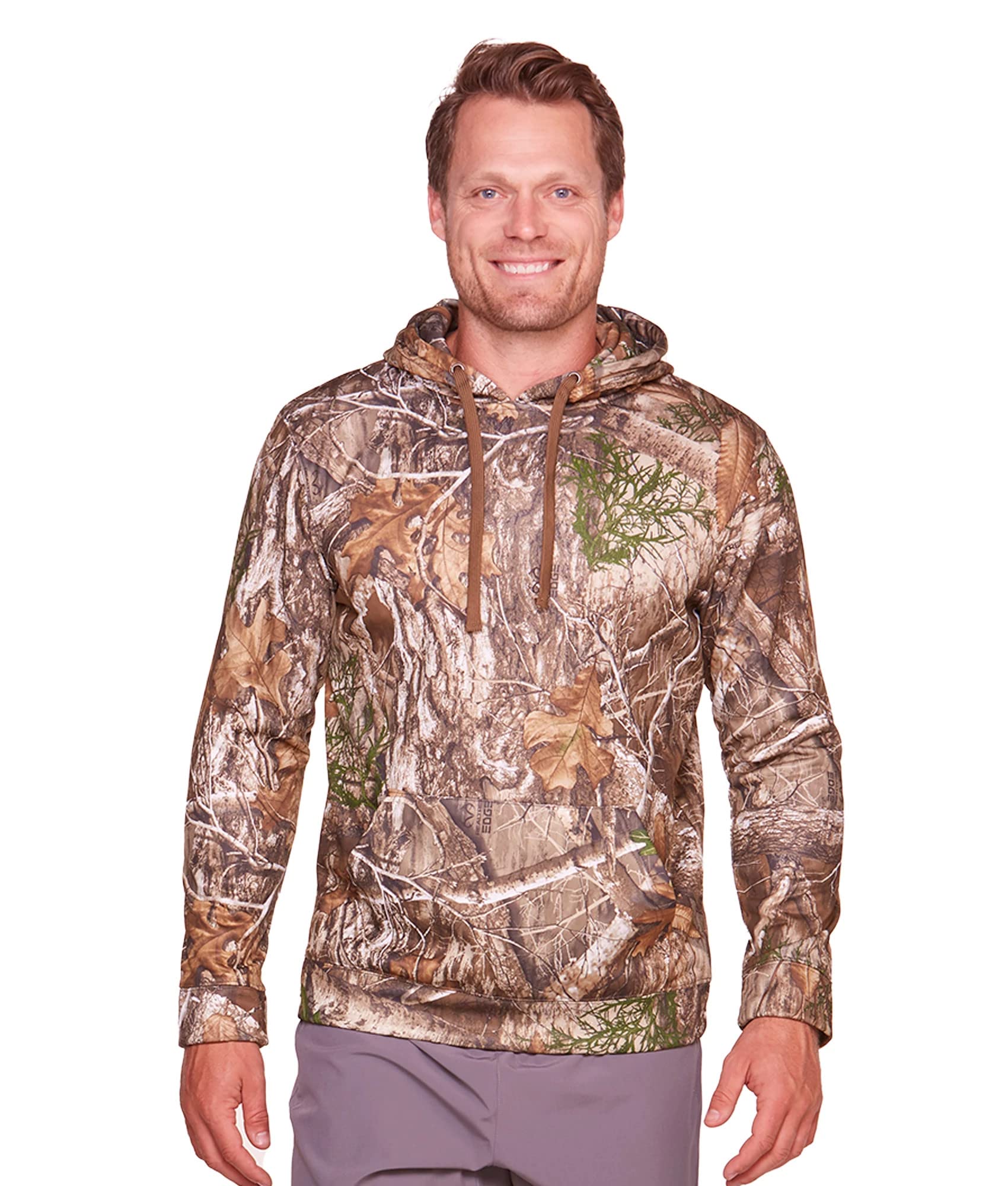 Colosseum Realtree Men's Essential Camo Lightweight Performance Pullover Hoodie (RT Edge, Medium)