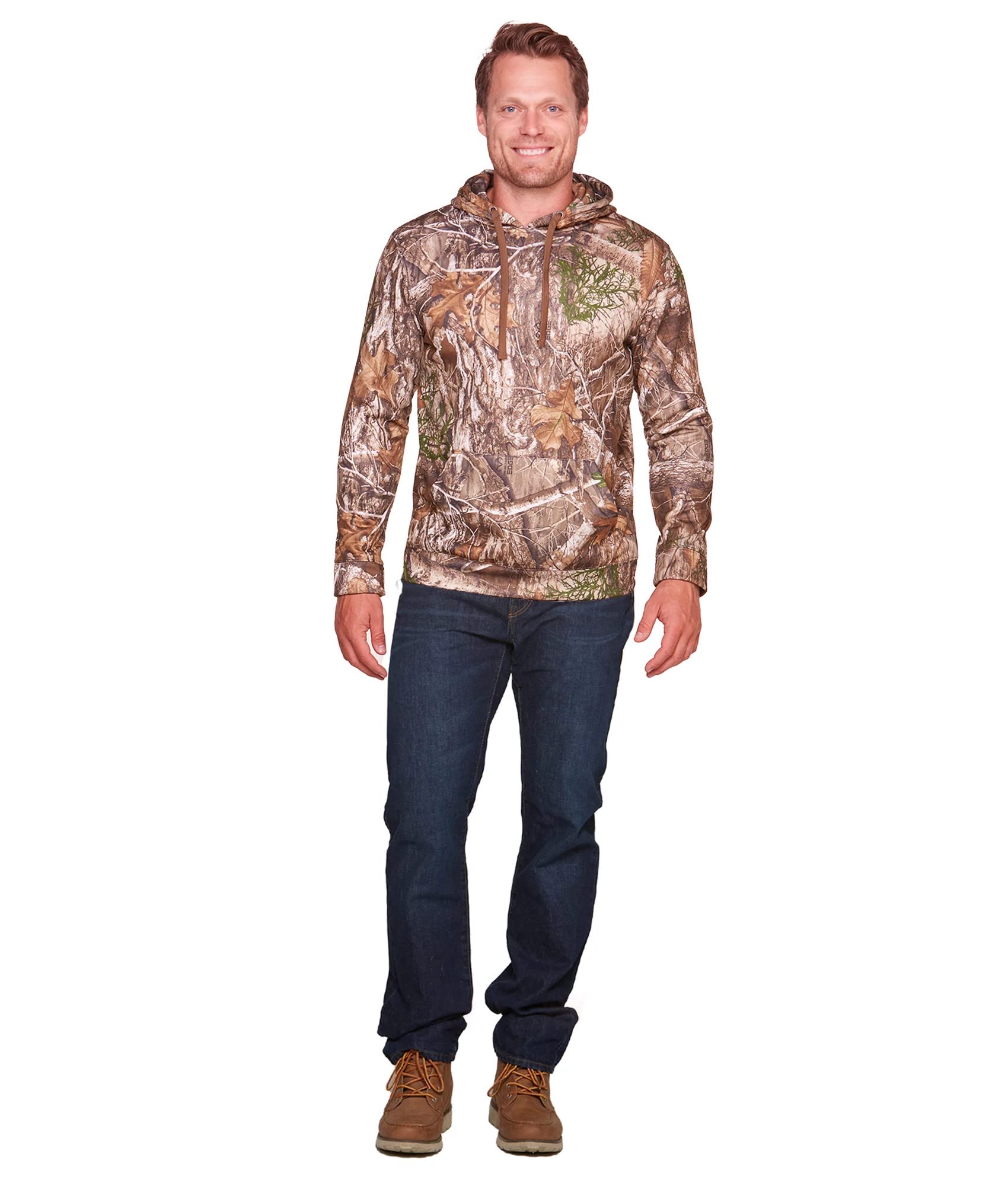 Colosseum Realtree Men's Essential Camo Lightweight Performance Pullover Hoodie (RT Edge, Medium)