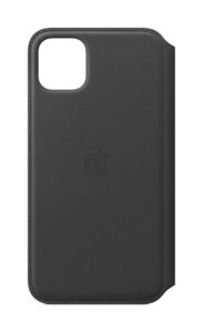 apple leather folio case for iphone 11 pro max - black, slim fit & wireless