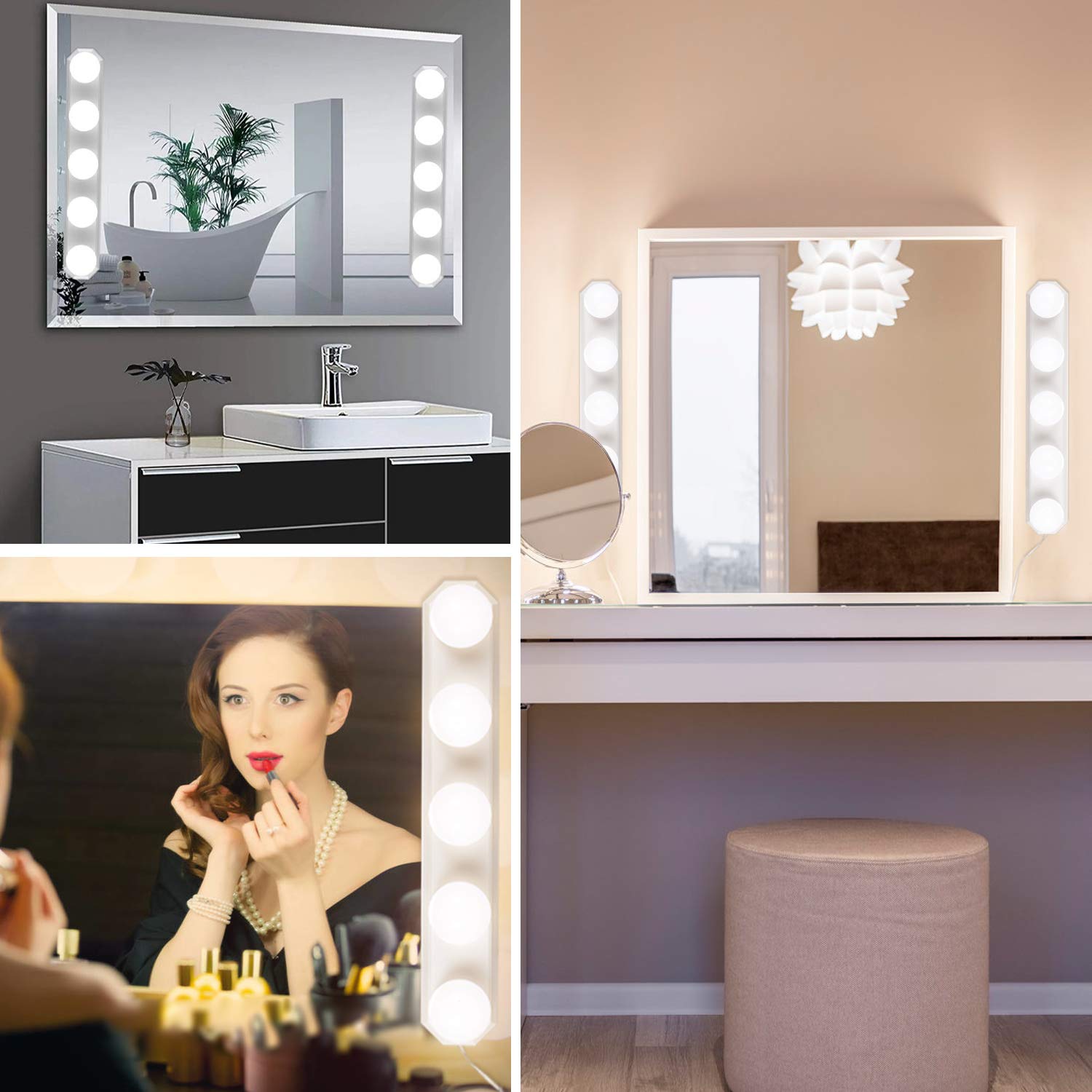 Tomshine LED Vanity Lights for Mirror 5 Bulbs 3 Color Modes Brightness Dimmable 4W USB Power Makeup Cosmetic Table Dressing Light for Bathroom Dressing Room Christmas Gift