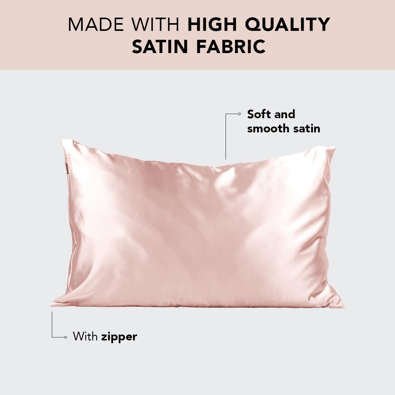 Kitsch Satin Pillowcase for Hair and Skin Queen, Softer Than Silk Pillow Cases for Hair, Cooling Satin Pillowcase with Zipper, Pillow Case Covers, Satin Pillow Cases Standard Size (Blush, 1 Pack)