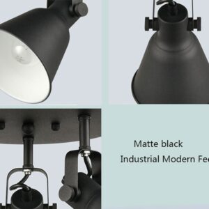 DIRYZON EUL Multi-Directional Ceiling Spot Light,Adjustable Round Track Lighting,Industrial Semi Flush Mount Ceiling Light Fixtures for Bedroom Hallway Matte Black-3 Light