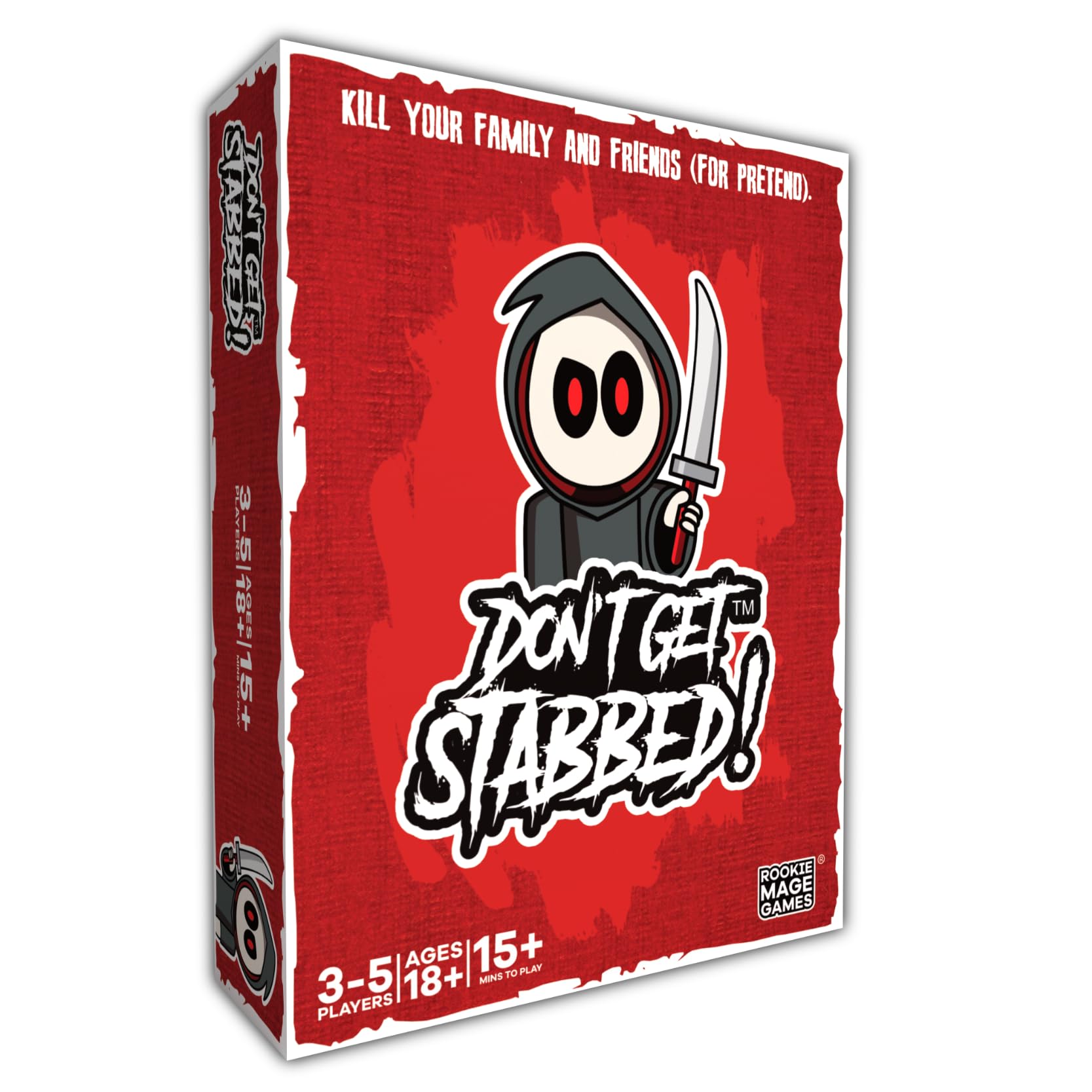 Rookie Mage Games Don't Get Stabbed!: The Party Game Where You Get to Kill Your Family and Friends (for Pretend). Exciting Adult Card Game for Horror Movie Fans!