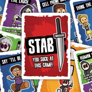 Rookie Mage Games Don't Get Stabbed!: The Party Game Where You Get to Kill Your Family and Friends (for Pretend). Exciting Adult Card Game for Horror Movie Fans!