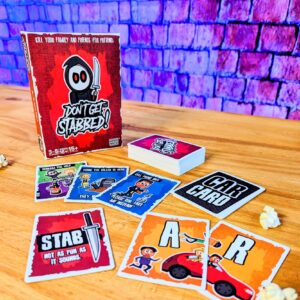 Rookie Mage Games Don't Get Stabbed!: The Party Game Where You Get to Kill Your Family and Friends (for Pretend). Exciting Adult Card Game for Horror Movie Fans!