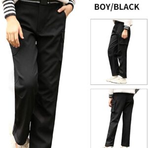 JOMLUN Boy's Fleece Lined Hiking Pants Outdoor Soft shell Snow Ski Waterproof Windproof Warm Cargo Insulated Trousers Winter