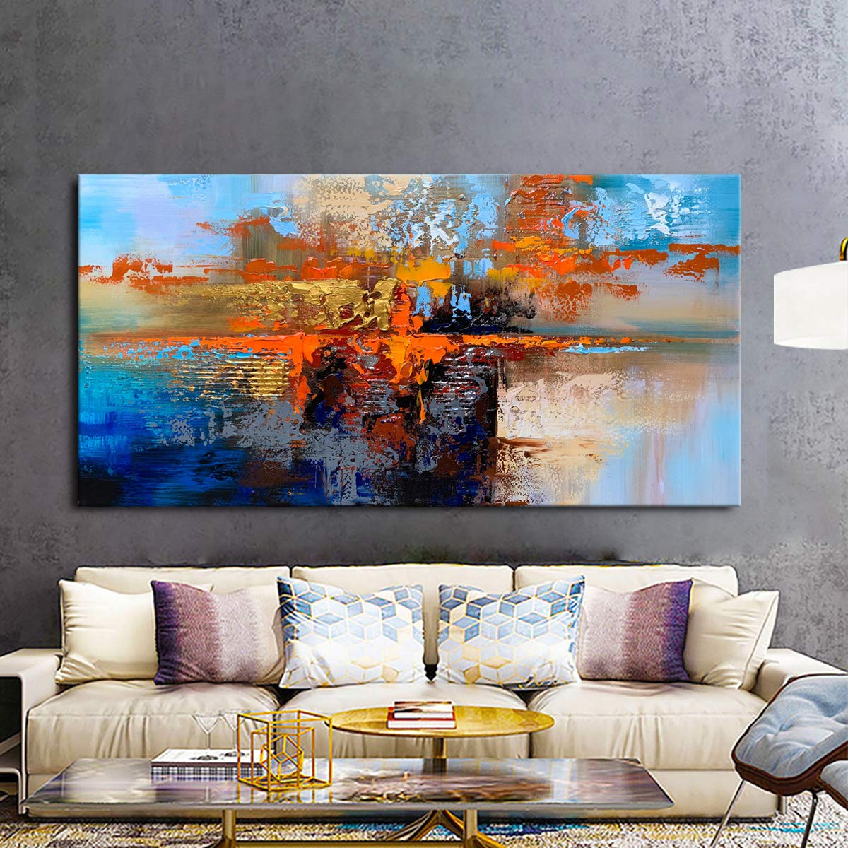 Hand Painted Abstract Oil Painting on Canvas Modern Wall Art Decor