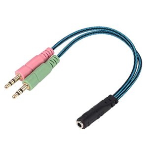 headset splitter cable, 3.5mm female to headphone mic and audio, y splitter adapter cable for laptop computer