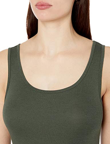 Amazon Essentials Women's Slim-Fit Tank, Pack of 2, Dark Olive/Gold, Large