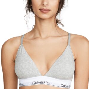 Calvin Klein Women's Modern Cotton Lightly Lined Triangle Wireless Bralette, Grey Heather, Small