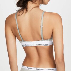 Calvin Klein Women's Modern Cotton Lightly Lined Triangle Wireless Bralette, Grey Heather, Small