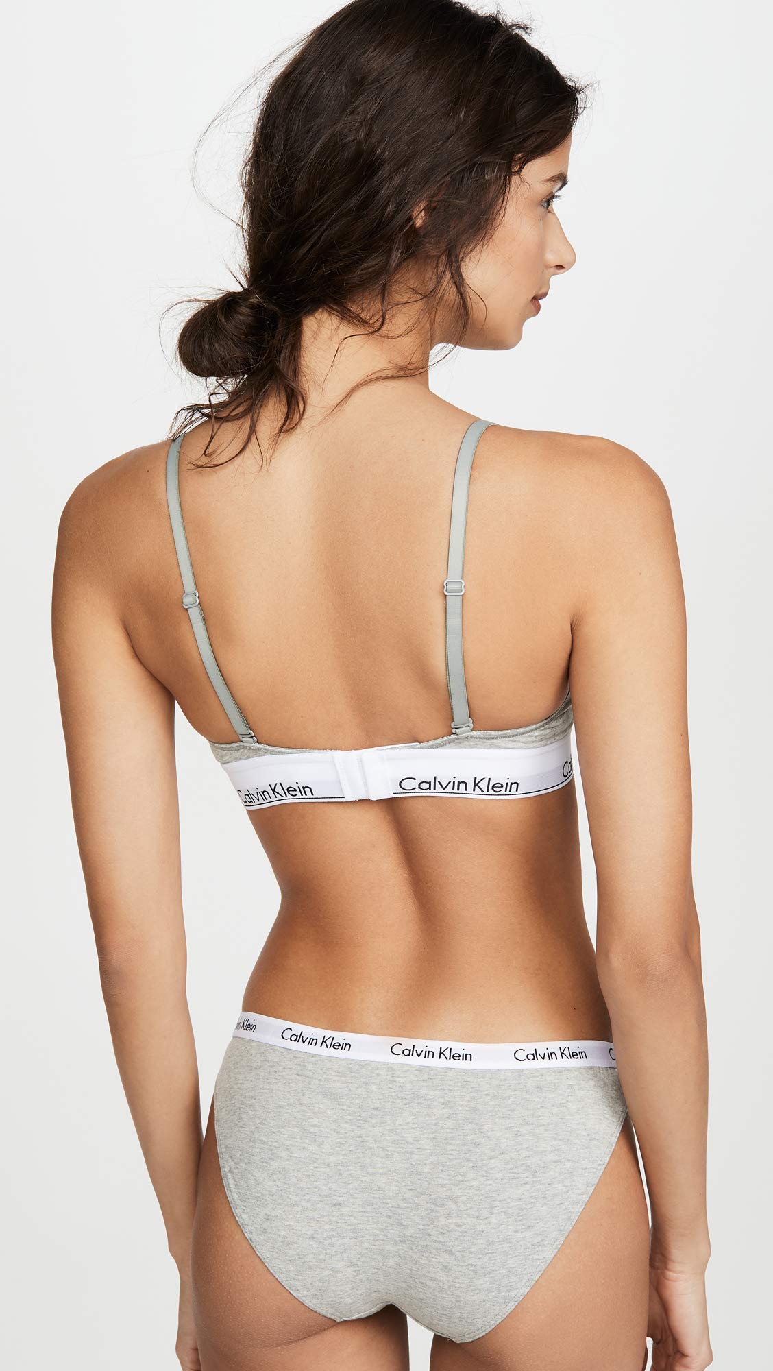 Calvin Klein Women's Modern Cotton Lightly Lined Triangle Wireless Bralette, Grey Heather, Small