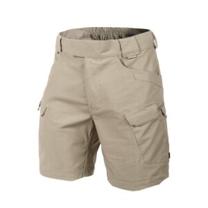 helikon-tex urban (uts) tactical shorts for men - lightweight & breathable cargo shorts for tactical, military, police, hiking, & hunting (khaki polycotton ripstop w36, l8.5)