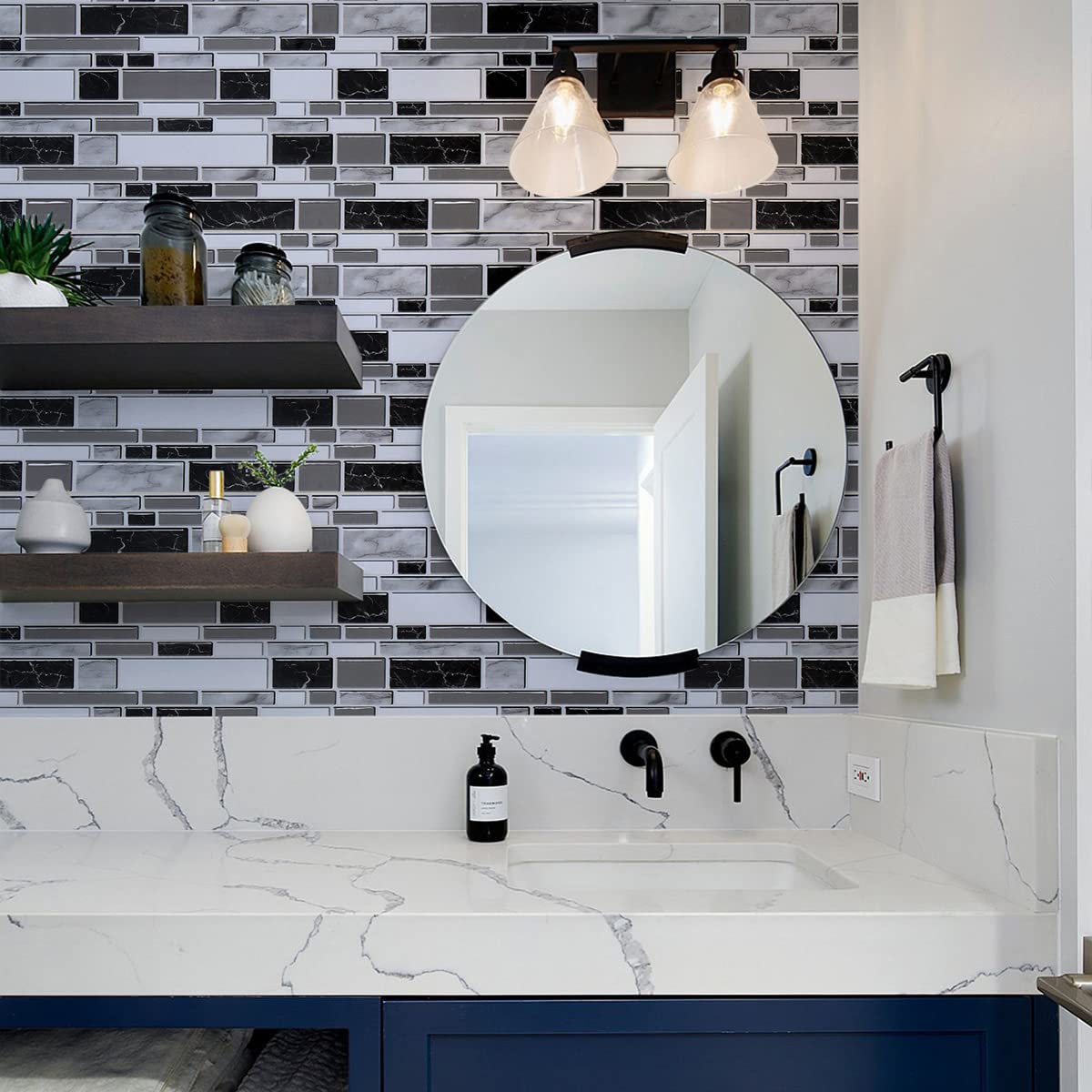 Livebor Peel and Stick Backsplash Wallpaper Kitchen Backsplash Wallpaper 11.8inch x 78.7inch Kitchen Wallpaper Peel and Stick Waterproof Countertop Contact Paper Backsplash Wallpaper for Kitchen