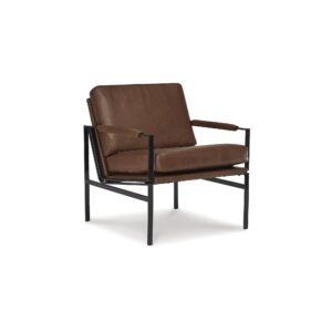 signature design by ashley puckman mid-century modern leather accent chair, brown