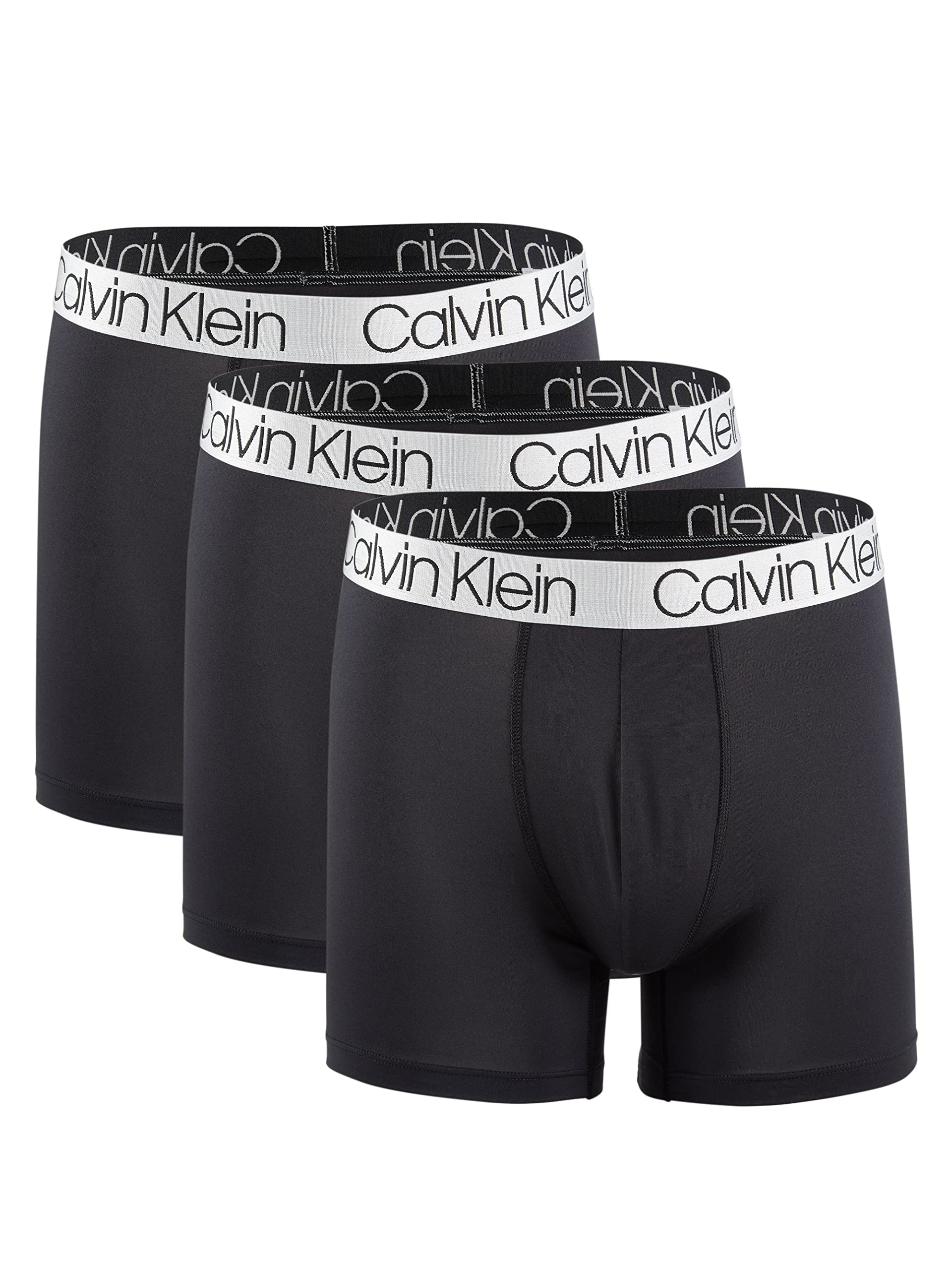 Calvin Klein Men`s Microfiber Boxer Briefs Pack of 3 (Black(NP2214-001)/Black, Small)