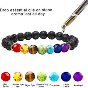 ONESING 3 Pcs Chakra Bracelets for Women Rock 7 Chakras Crystals and Healing Stones Bracelets 8mm Crystal Bracelets Yoga Beaded Bracelets for Women Men Essential Oil Diffuser