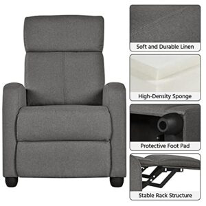 Yaheetech 2-Seat Fabric Pushback Recliner Chair Living Room Chair with Thick Seat Cushion and Backrest Reclining Chair for Living Room Grey