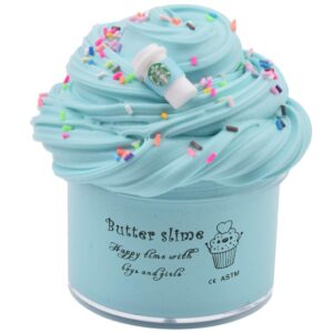 blue latte butter slime,coffe cup scented slime,strechy non-sticky, stress relief toy for girls and boys