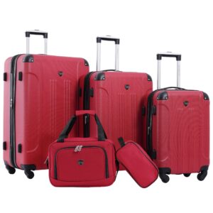 travelers club chicago hardside expandable spinner luggages, red, 5 piece set