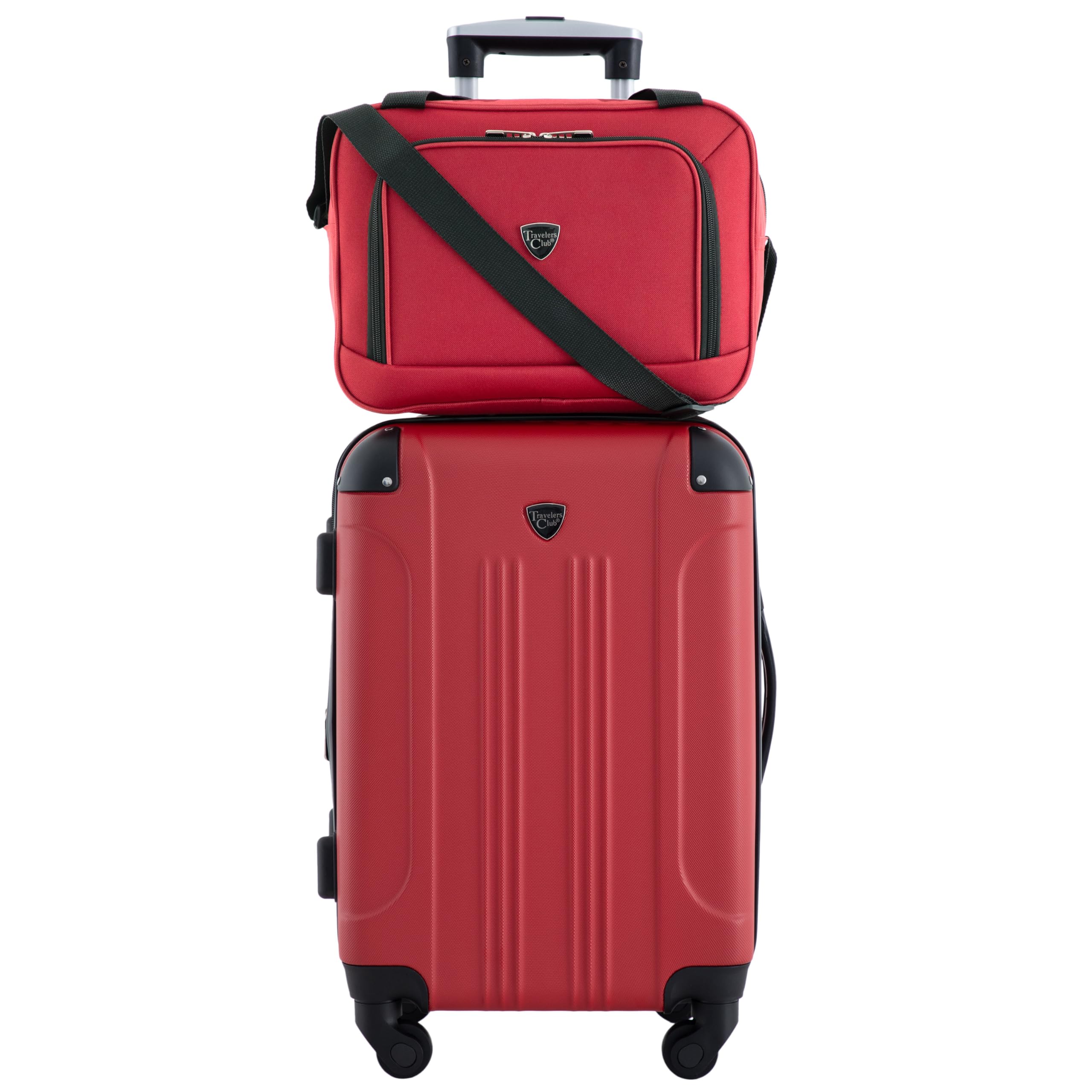 Travelers Club Chicago Hardside Expandable Spinner Luggages, Red, 5 Piece Set