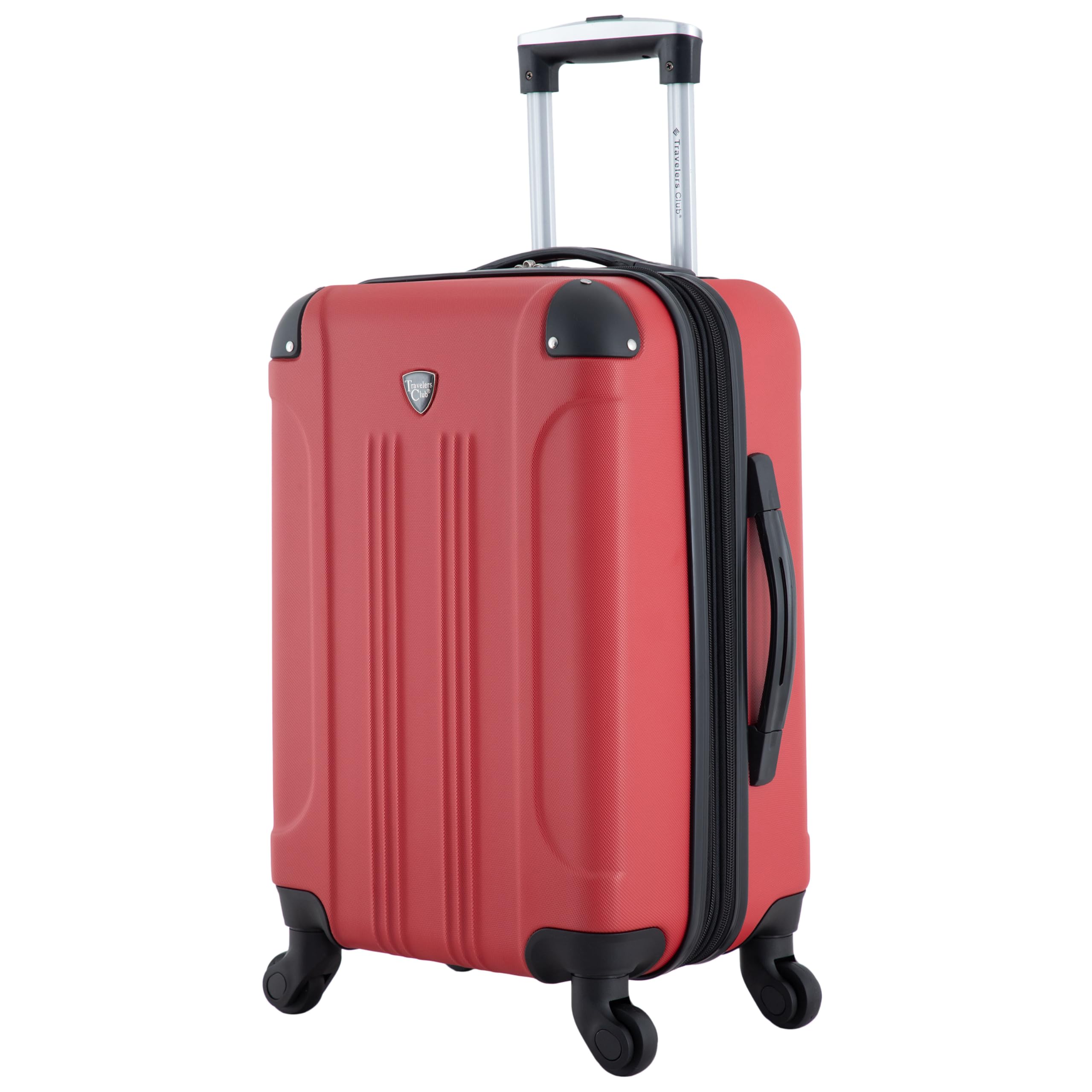 Travelers Club Chicago Hardside Expandable Spinner Luggages, Red, 5 Piece Set