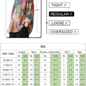 YESNO Women Sweater Graphic Oversized Pullover Sweaters Casual Loose Long Sleeve Knit Tops L S01 CR19