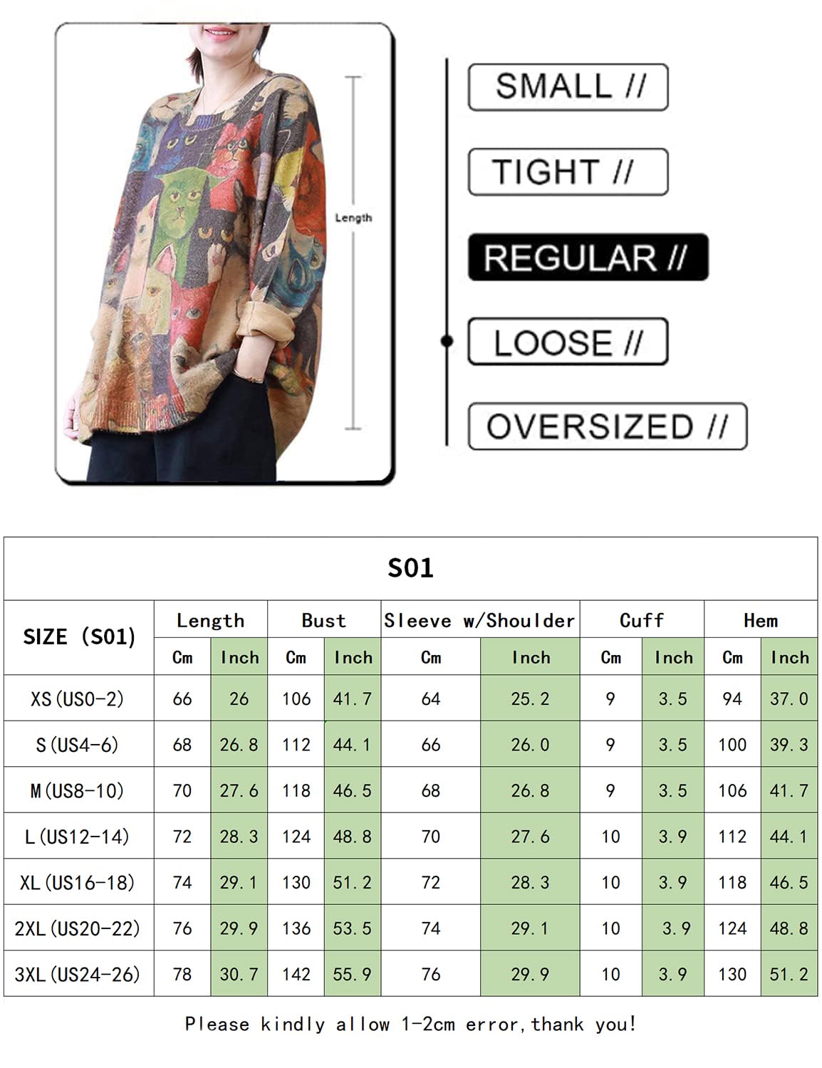 YESNO Women Sweater Graphic Oversized Pullover Sweaters Casual Loose Long Sleeve Knit Tops L S01 CR19