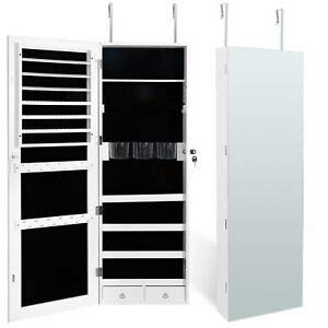 ZENY Mirror Jewelry Cabinet, Full Length Mirror with Jewelry Storage, Lockable Makeup Organizer Wall Door Mounted