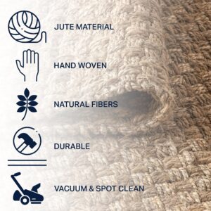 JONATHAN Y NFR102A-8 Estera Hand Woven Boucle Chunky Jute Indoor Area-Rug Bohemian Farmhouse Easy-Cleaning Bedroom Kitchen Living Room Non Shedding, 8 X 10, Natural Color