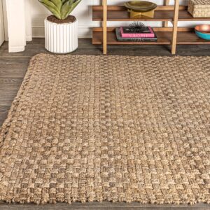 JONATHAN Y NFR102A-8 Estera Hand Woven Boucle Chunky Jute Indoor Area-Rug Bohemian Farmhouse Easy-Cleaning Bedroom Kitchen Living Room Non Shedding, 8 X 10, Natural Color