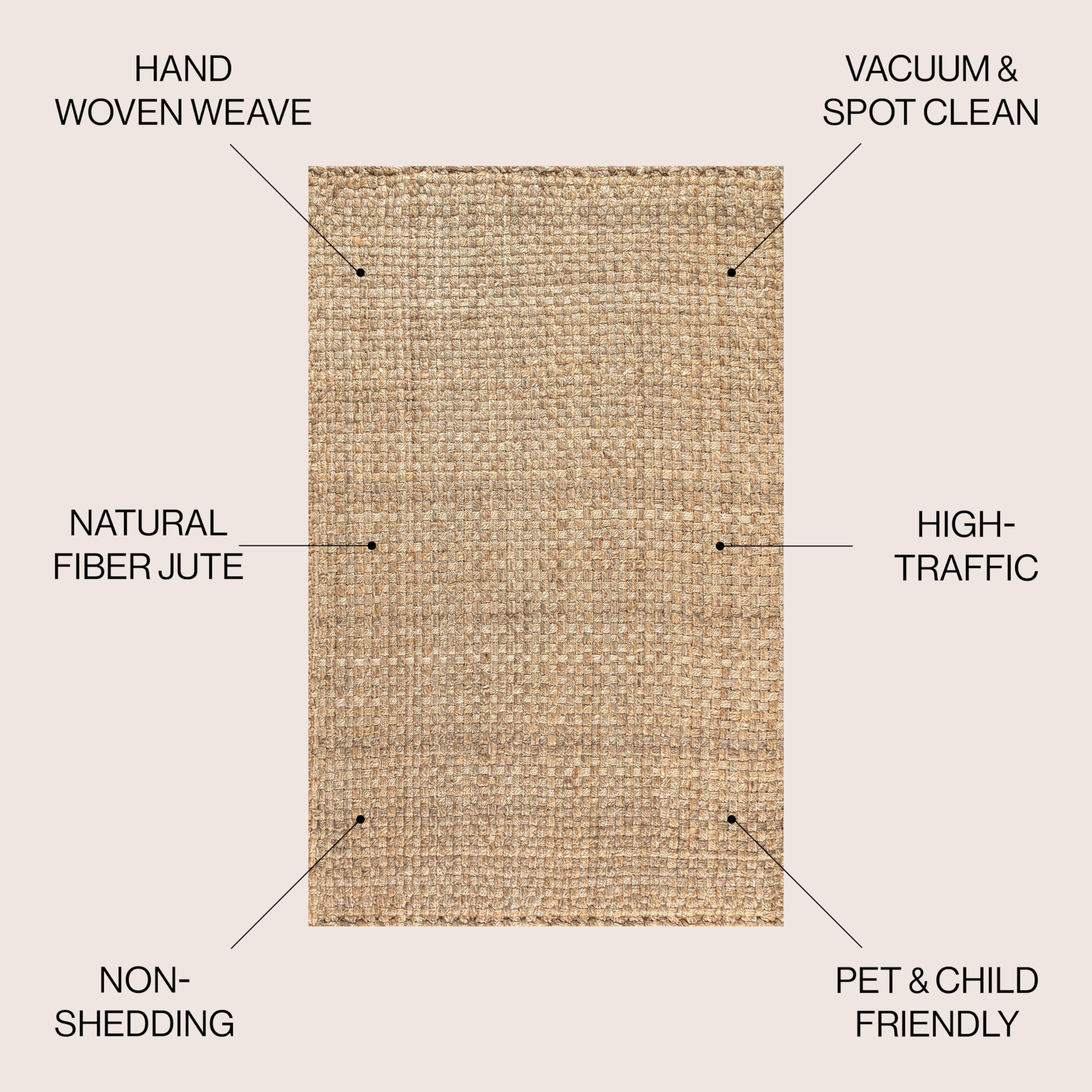 JONATHAN Y NFR102A-8 Estera Hand Woven Boucle Chunky Jute Indoor Area-Rug Bohemian Farmhouse Easy-Cleaning Bedroom Kitchen Living Room Non Shedding, 8 X 10, Natural Color