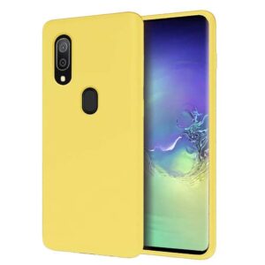 leton-us samsung galaxy a40 phone case,soft slim silicone case gel rubber bumper case anti-scratch shockproof with microfiber lining protective shell cover for samsung galaxy a40 yellow