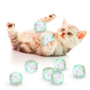 sungrow mylar cat crinkle balls, 2", shiny and stress buster toy, lightweight and great for use in craft projects, toy ball suitable for both feline and kids, kitten chew and chase balls for exercise