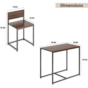 soges 3 Piece Dining Set, Small Kitchen Dining Table Set for 2, Studio Dining Room Table with 2 Chairs, Breakfast Table Coffee Table Kitchen and Dining Room Set Small Space, Walnut LD-CT01WNT