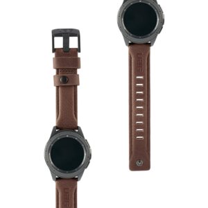 urban armor gear uag compatible with samsung galaxy watch 6 40/44mm, watch 6 classic 43/47mm fits 20mm lug italian leather replacement watch strap leather brown