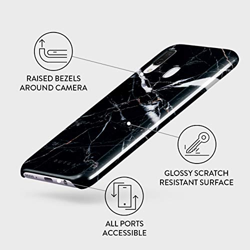 BURGA Phone Case Compatible with Samsung Galaxy A40 -Shooting Star Golden Cracks Black Marble Cute Case for Woman Thin Design Durable Hard Shell Plastic Protective Case