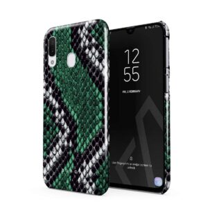 burga phone case compatible with samsung galaxy a40 - emerald cobra savage green snake skin cute case for women thin design durable hard plastic protective case