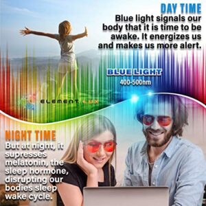 ELEMENT LUX Blue Light Blocking Glasses 99% Amber Dark Blue Blocker Glasses - For Better Sleep, Eye Strain, Migraine Relief, Gaming, Computer Screen Filter - Men and Women (Large-XL)