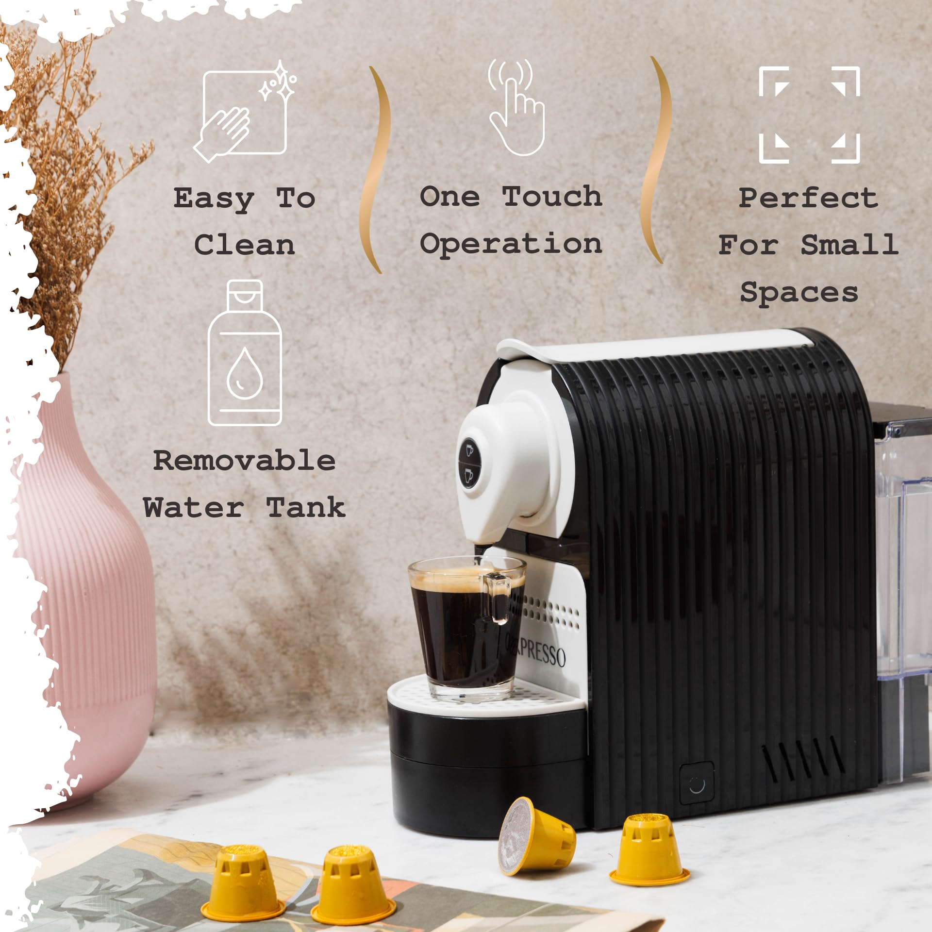 Mixpresso Espresso Machine for Nespresso Compatible Capsule, Single Serve Coffee Maker Programmable for Espresso Pods, Premium Italian 19 Bar High Pressure Pump 27oz 1400w Black Coffee Maker