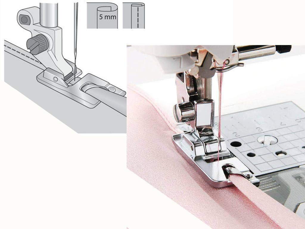 Hemming Foot Kit 6Pcs Hemmer Foot Sewing Machine Presser Foot Hemmer for Brother Singer Janome Low Shank Sewing Machine Use Rolled Hem Presser Foot