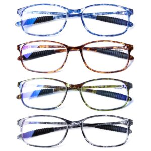 doovic computer reading glasses 4 pack blue light blocking glasses anti eyestrain flexible lightweight readers for women men 2.25 strength