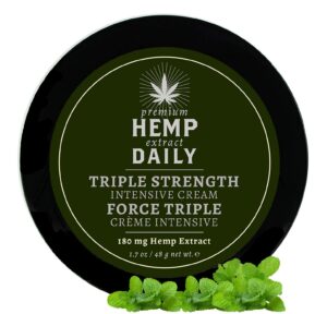 hemp daily triple strength intensive cream | topical salve with essential oils | vegan, organic ingredients | classic mint, 1.70 ounce | single