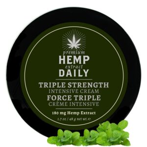 Hemp Daily Triple Strength Intensive Cream | Topical Salve with Essential Oils | Vegan, Organic Ingredients | Classic Mint, 1.70 Ounce | Single