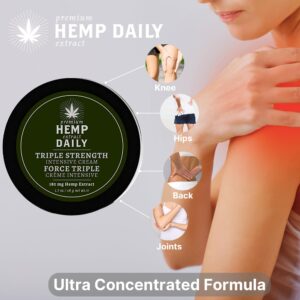 Hemp Daily Triple Strength Intensive Cream | Topical Salve with Essential Oils | Vegan, Organic Ingredients | Classic Mint, 1.70 Ounce | Single