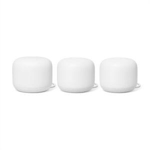 nest wifi router and 2 points - wifi extender with smart speaker - works with google wifi (3 pack) white